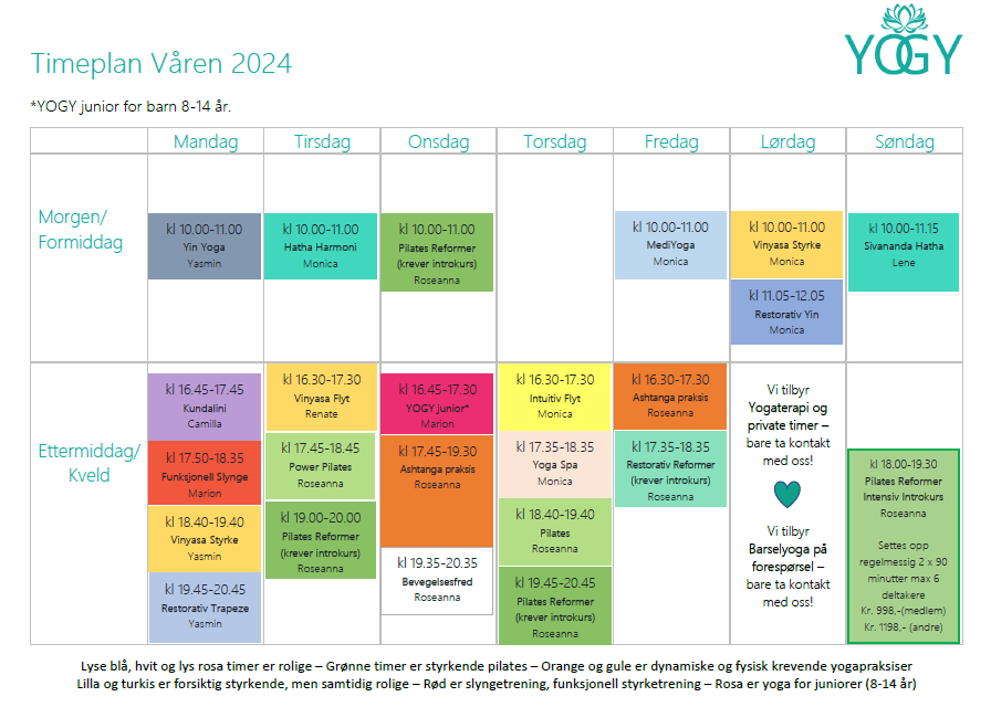 Timeplan – Yoga på Jeløya i Moss | Østfold | YOGA AS